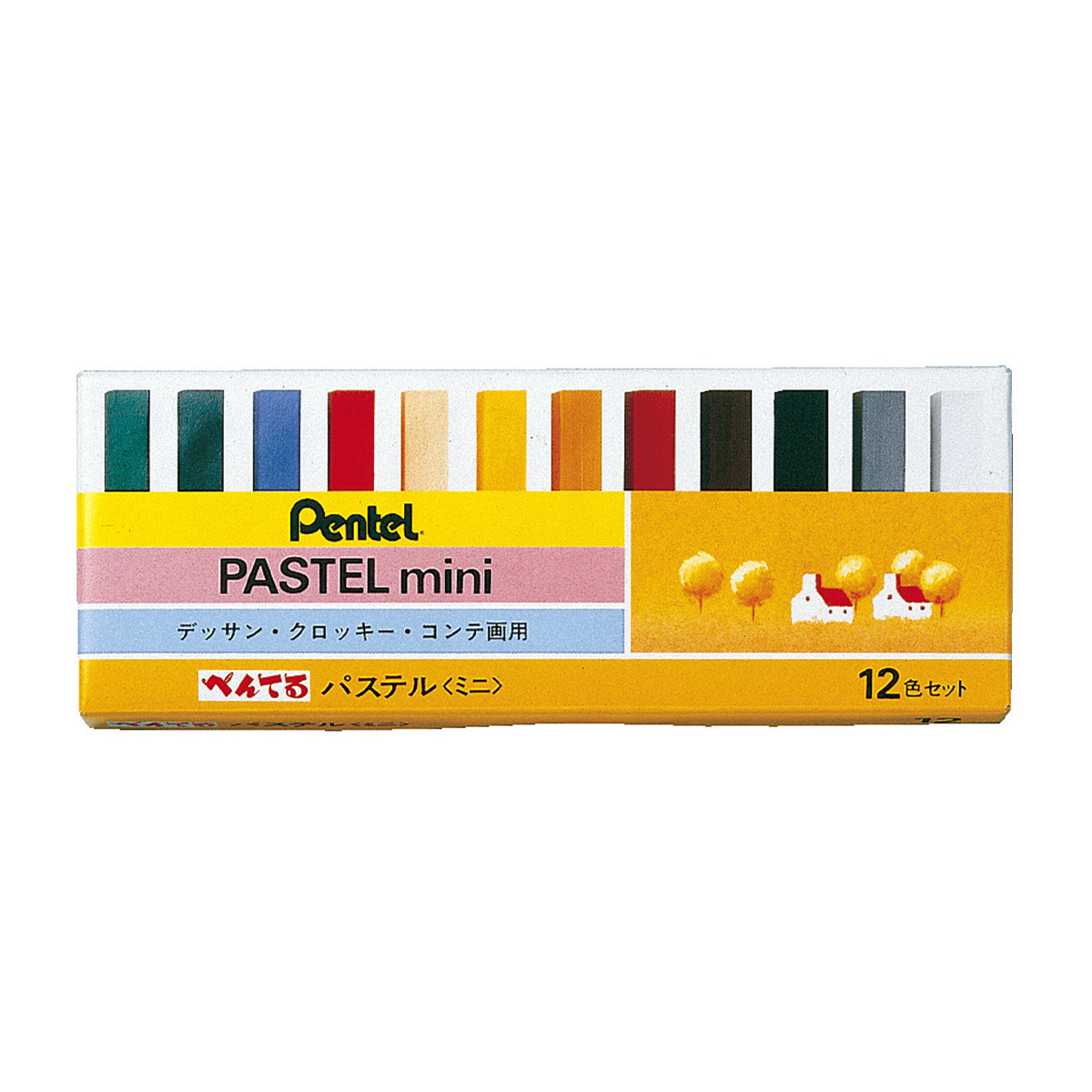 ぺんてる パス ぺんてるパステル（デッザン・クロッキー・コンテ画用） ミニ セット 12色 GA1-12S | かぜとゆきオンラインショップ